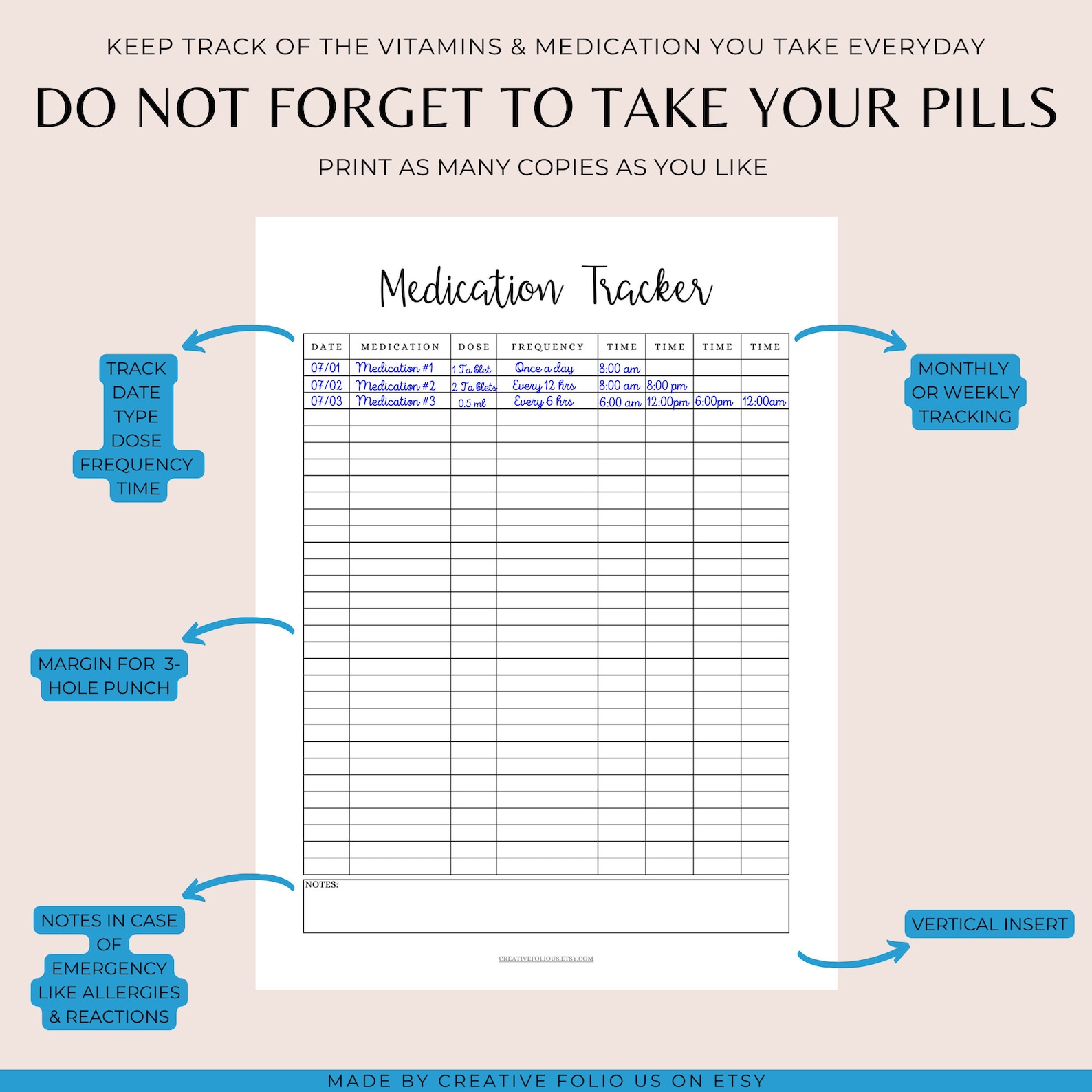 Medication Tracker Printable, Medication Schedule, Medication Template ...