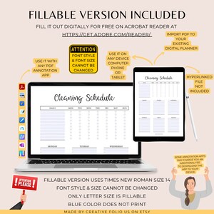 Cleaning Schedule Printable, Cleaning Schedule and Checklist, Weekly ...
