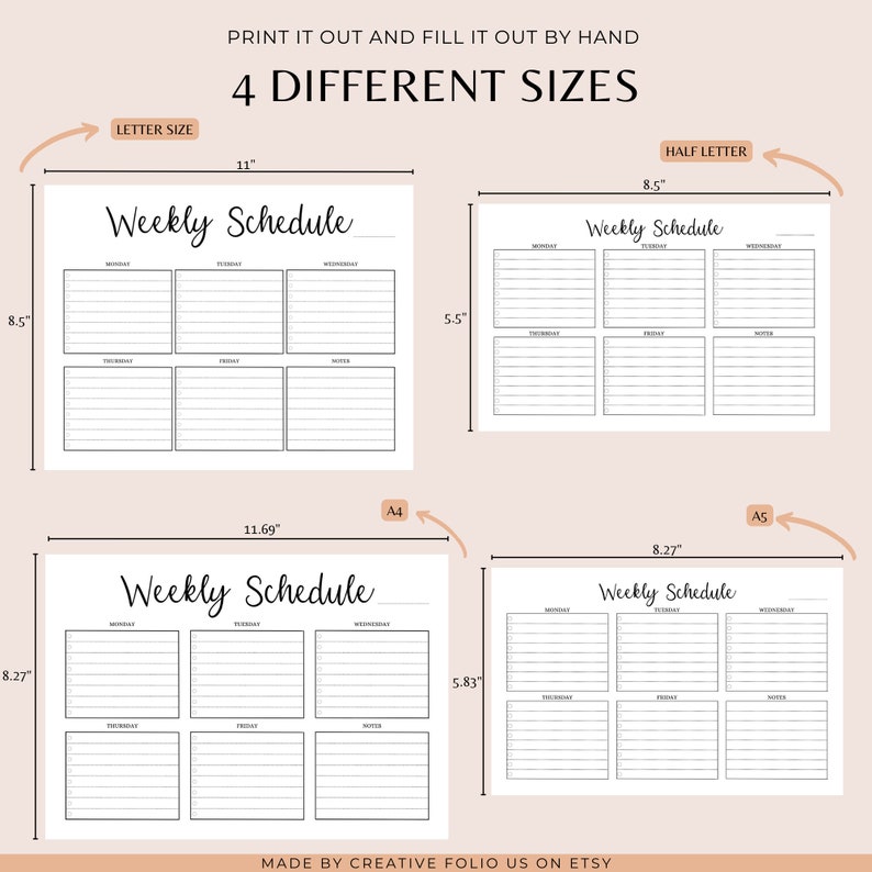 Five Day Weekly Planner Printable to Do List, Weekly Plan, Weekly ...