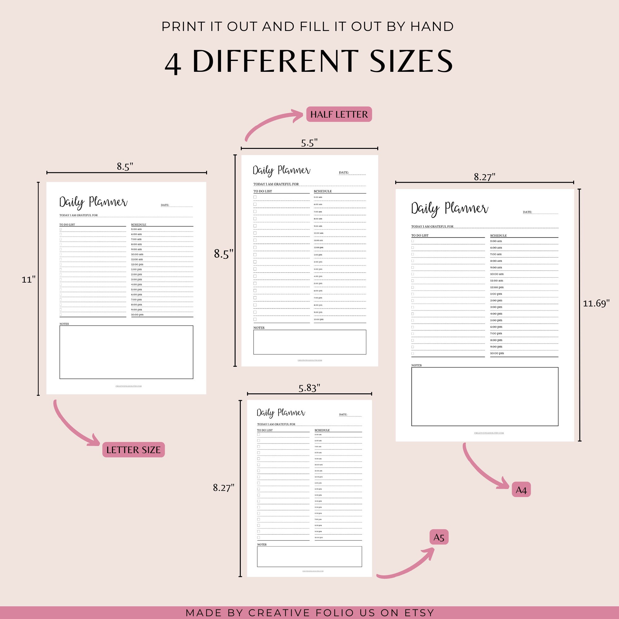 Daily Hourly Planner Printable, Daily to Do List, Productivity Planner ...