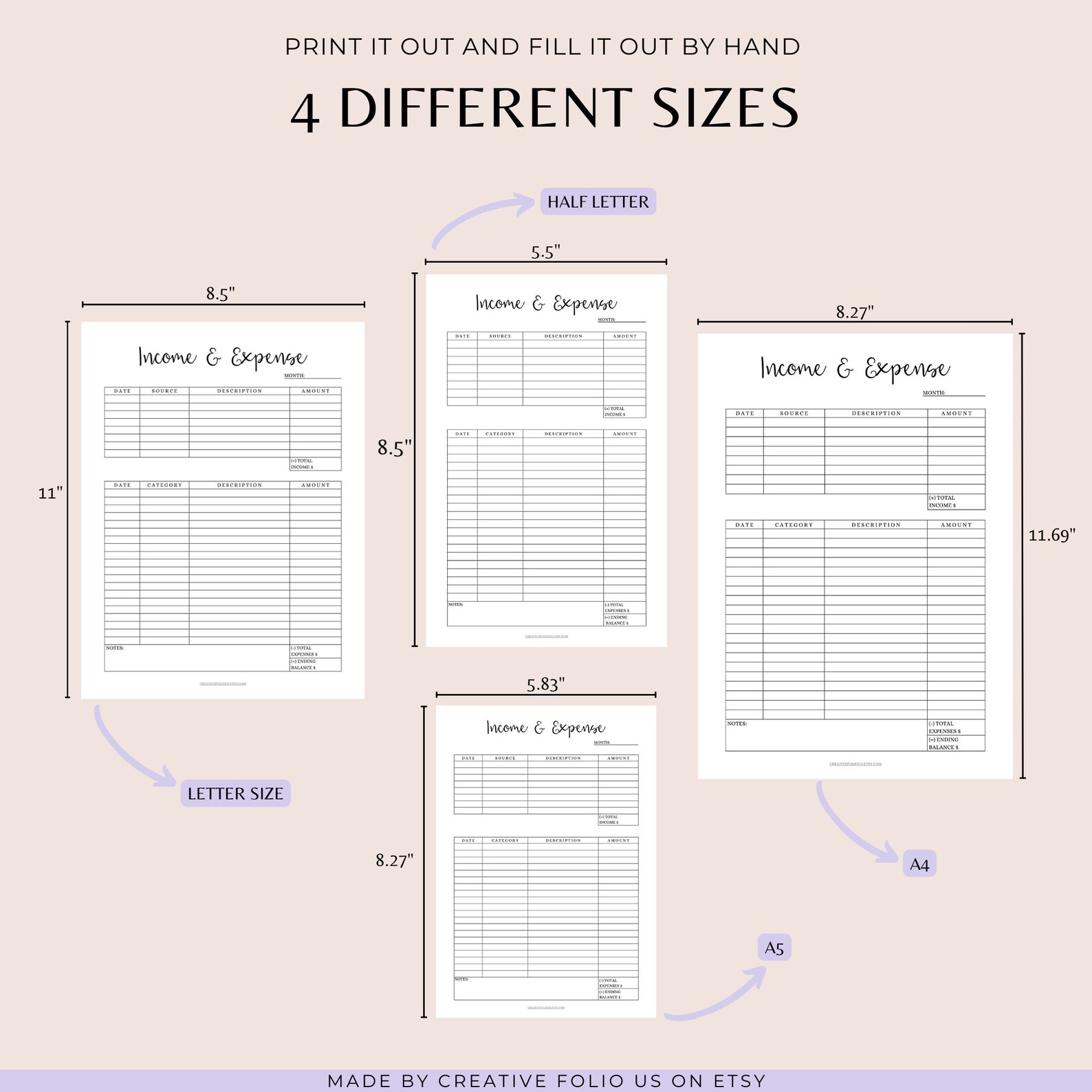 Income Tracker, Expense Tracker Printable, Finance Tracker, Spending ...