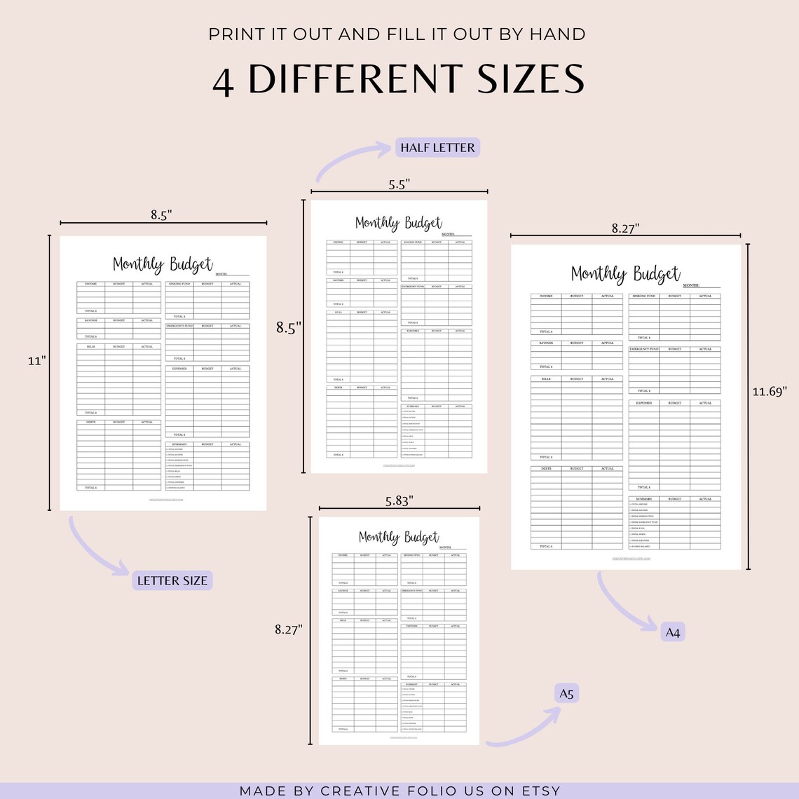 Monthly Budget Sheet Printable Monthly Budget Planner - Etsy