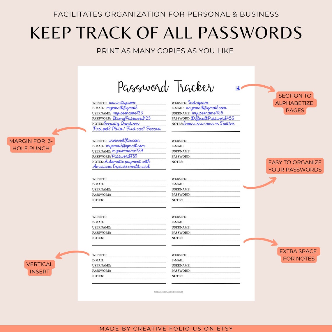 Password Tracker Printable Digital Download Password Keeper - Etsy