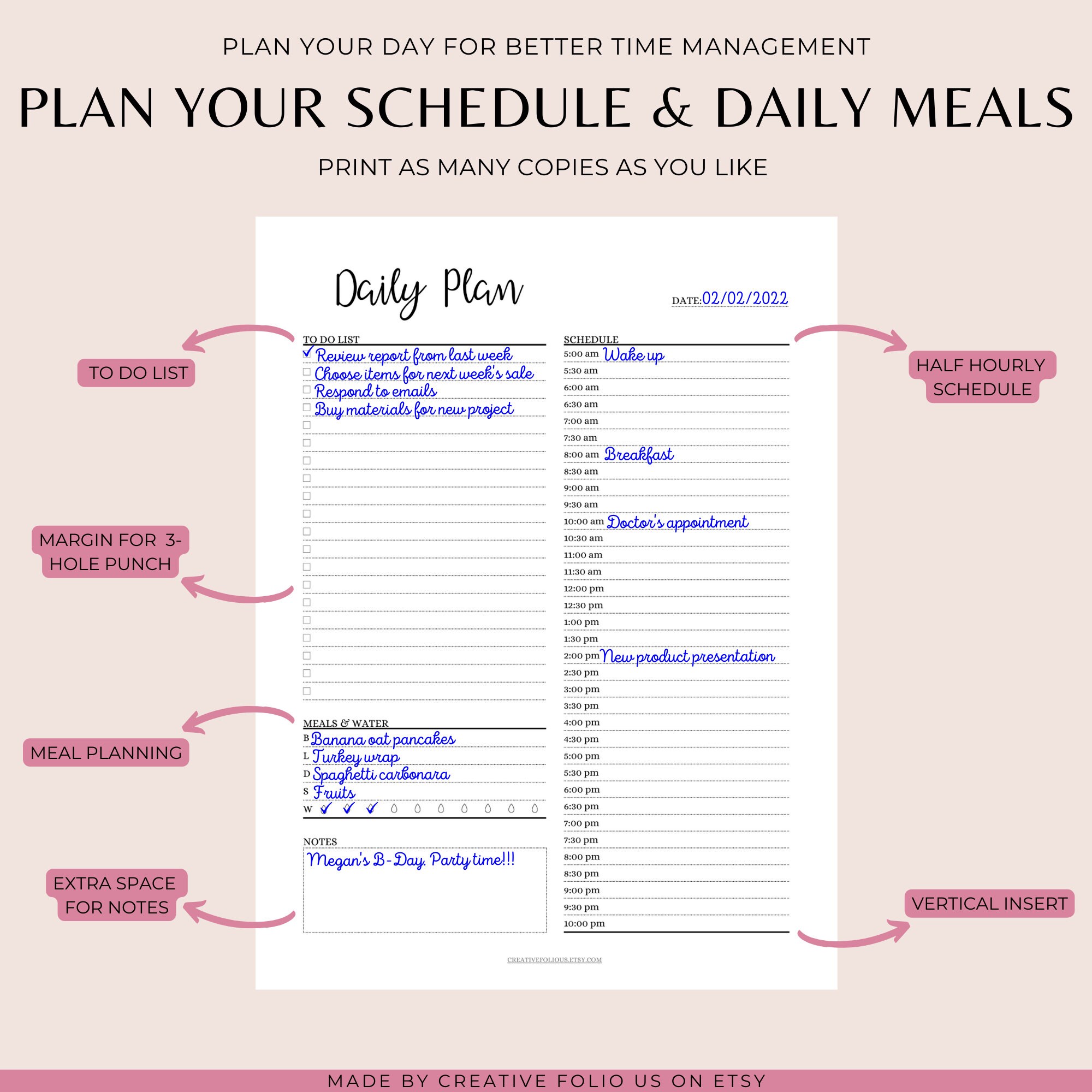 Daily to Do List Printable Daily to Do List Planner Daily to - Etsy