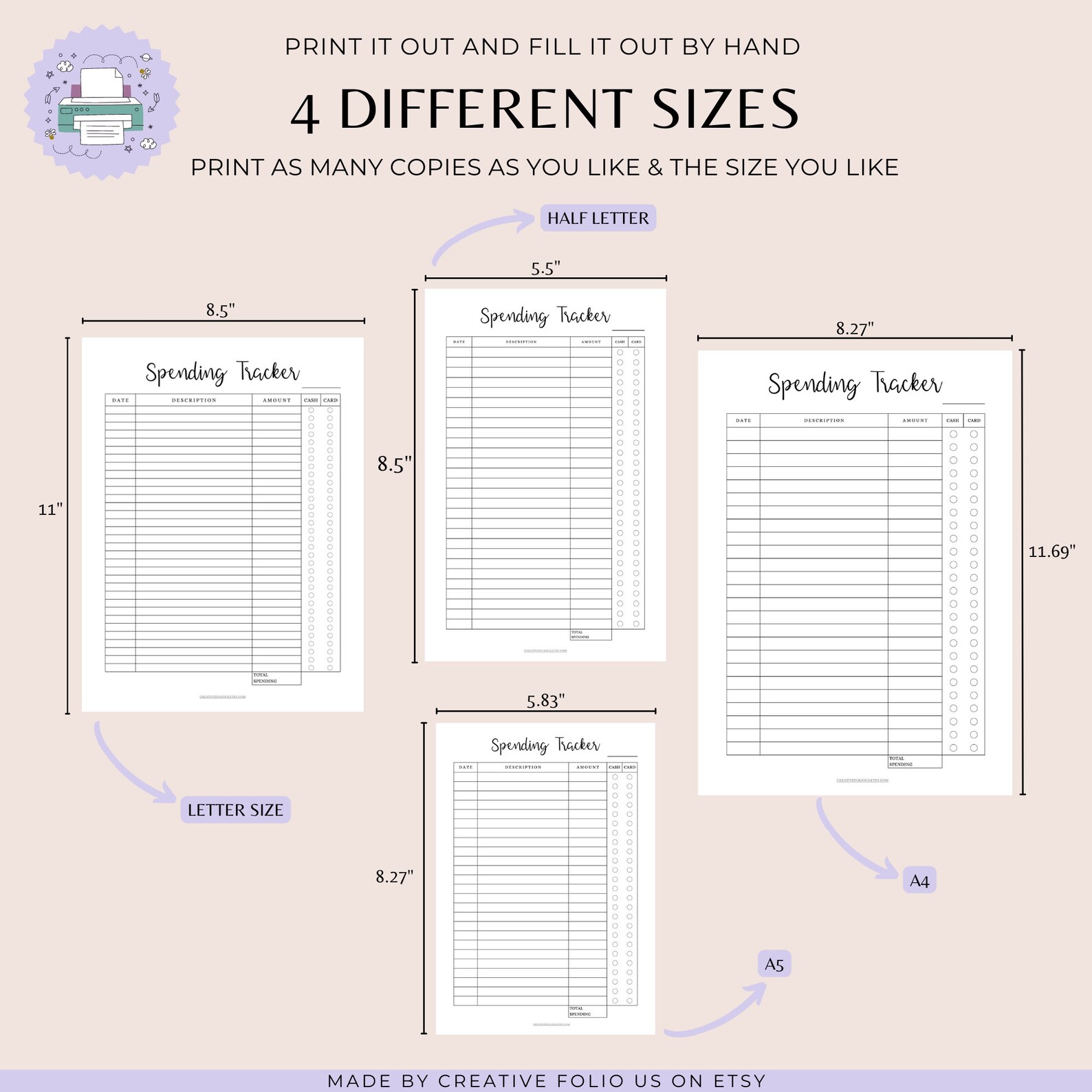 Spending Tracker Printable, Spending Planner, Monthly Bill Tracker ...