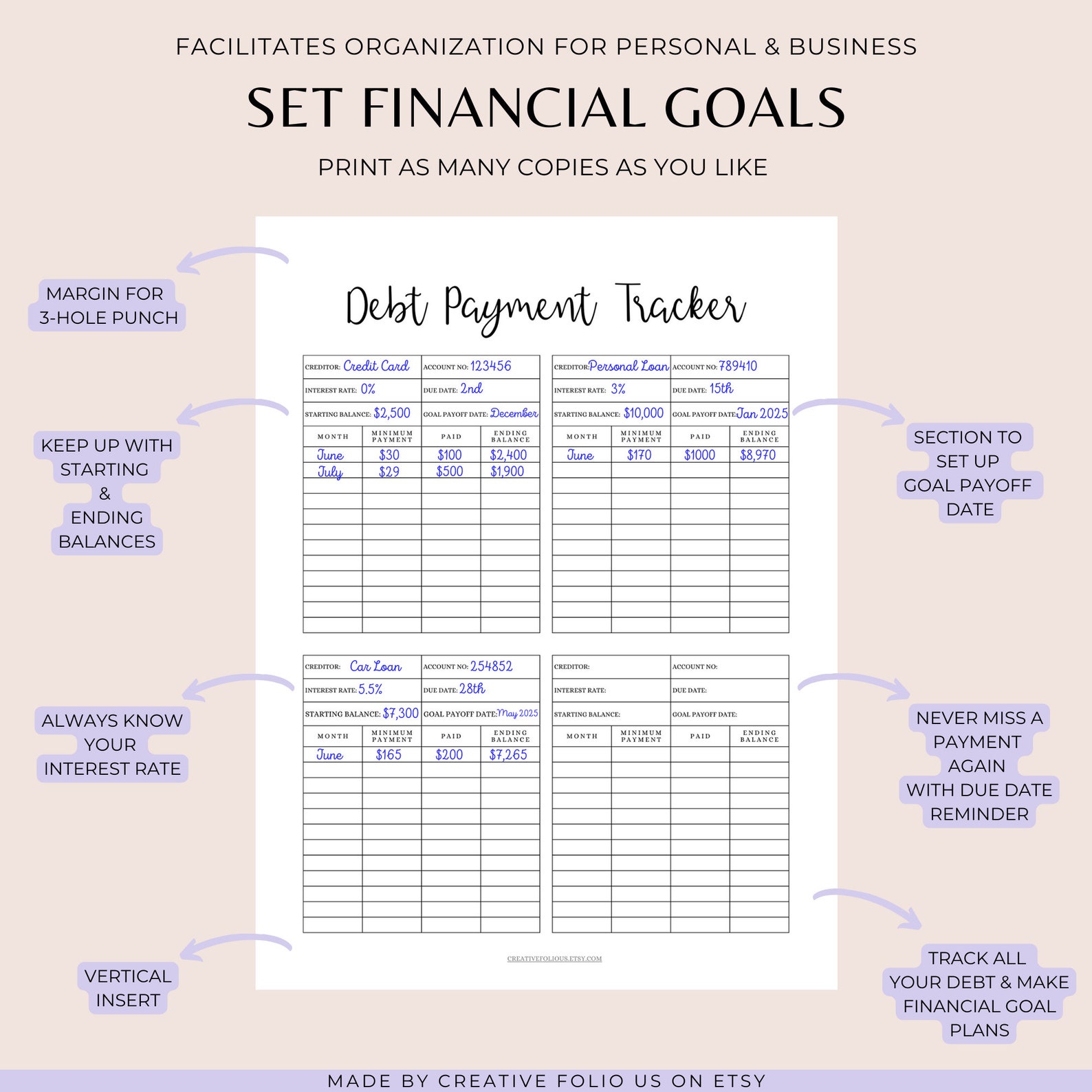 Debt Payment Tracker Printable, Debt Payment Log, Debt Payoff Log, Debt ...