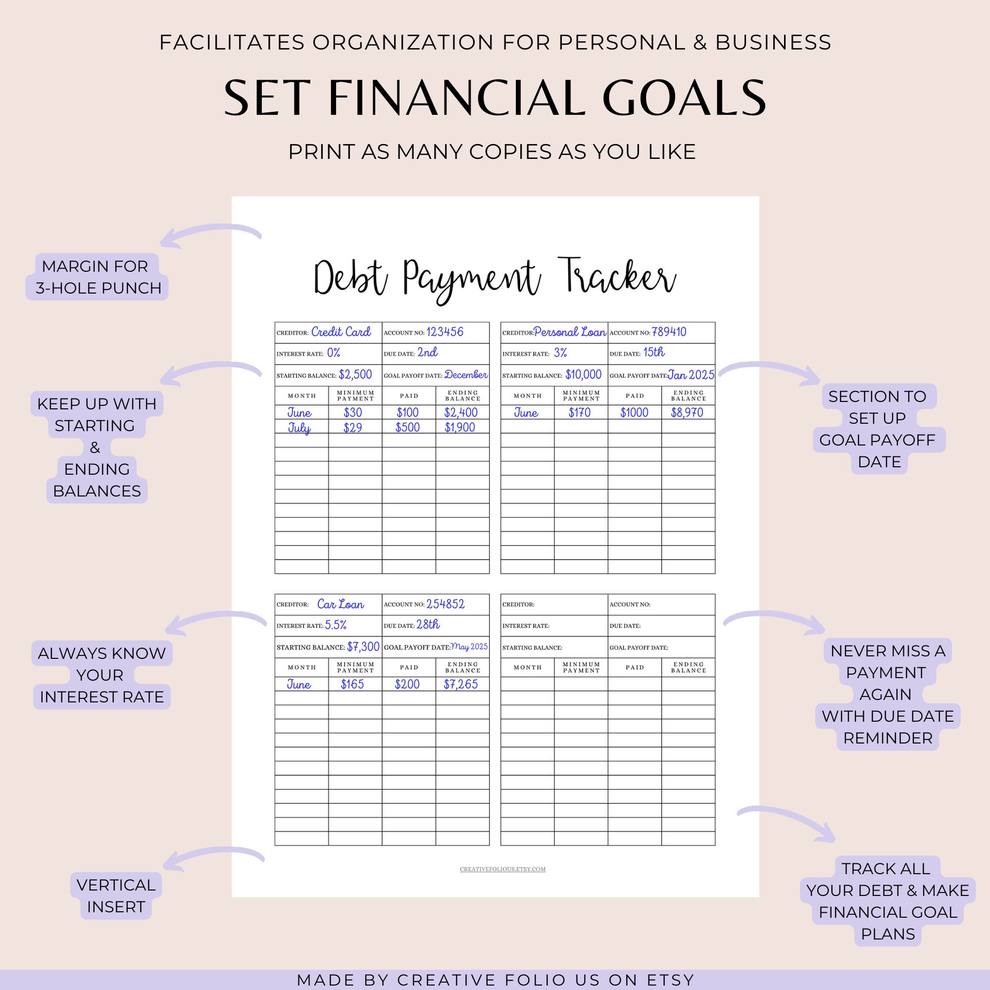 Debt Payment Tracker Printable, Debt Payment Log, Debt Payoff Log, Debt ...