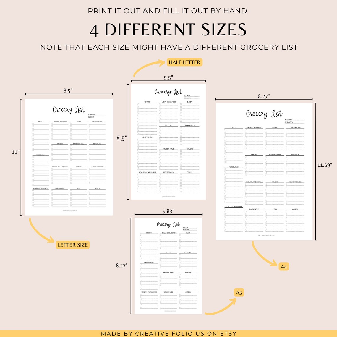 Grocery List Printable Shopping List Fillable Grocery - Etsy