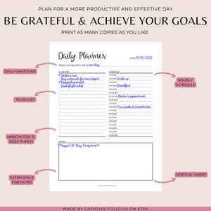 Daily Hourly Planner Printable, Daily to Do List, Productivity Planner ...