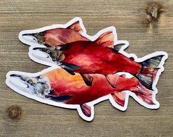 Red Salmon Sticker - Etsy