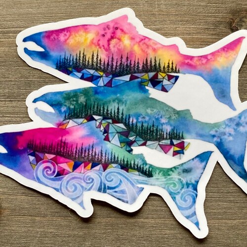 STC-061 Alaska Sockeye Salmon Art Sticker Alaska Salmon - Etsy