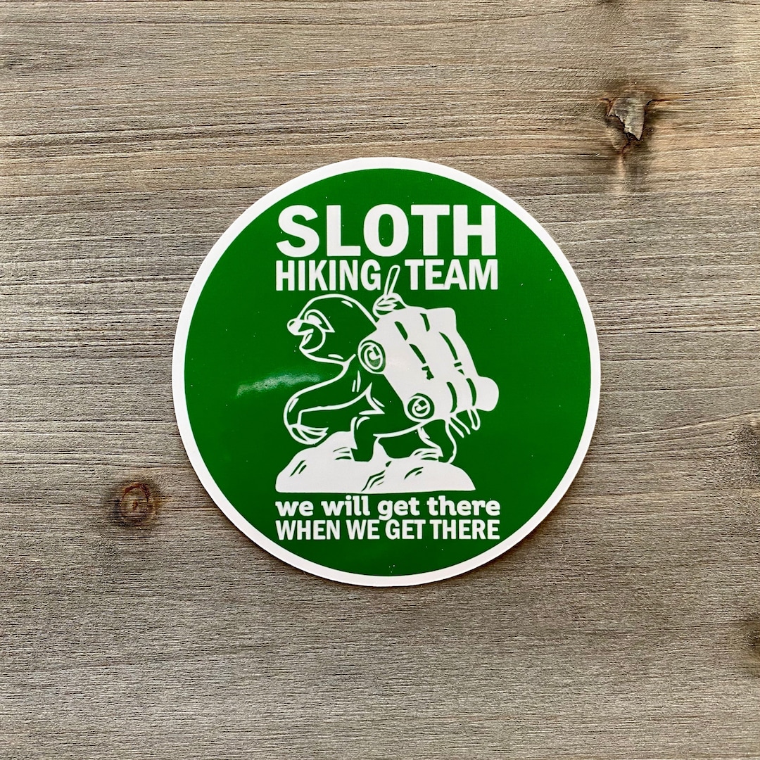 STC-138 Sloth Hiking Team Sticker, Sloth Sticker, Hiking Sticker ...