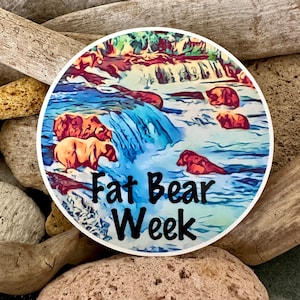 STC-096 Fat Bear Week Sticker, Alaska Brown Bear, Katmai National Park ...