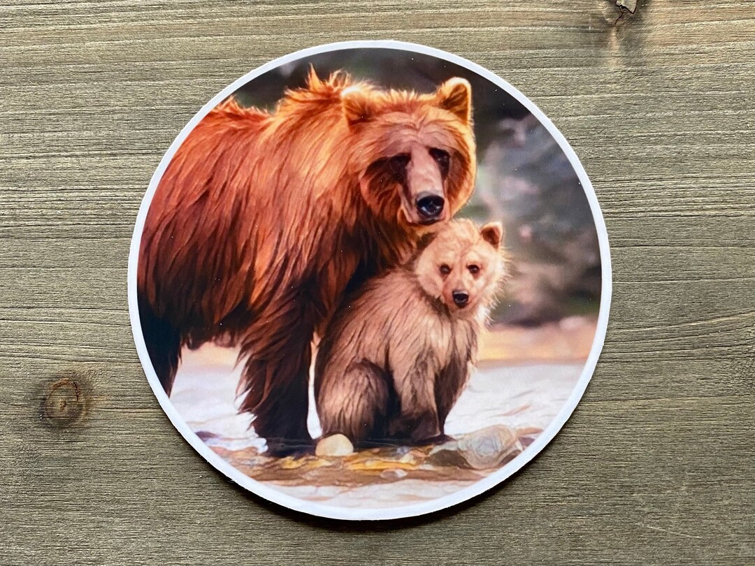 STC-059 Alaska Brown Bear Sticker, Katmai NP Sticker, Brooks Falls ...