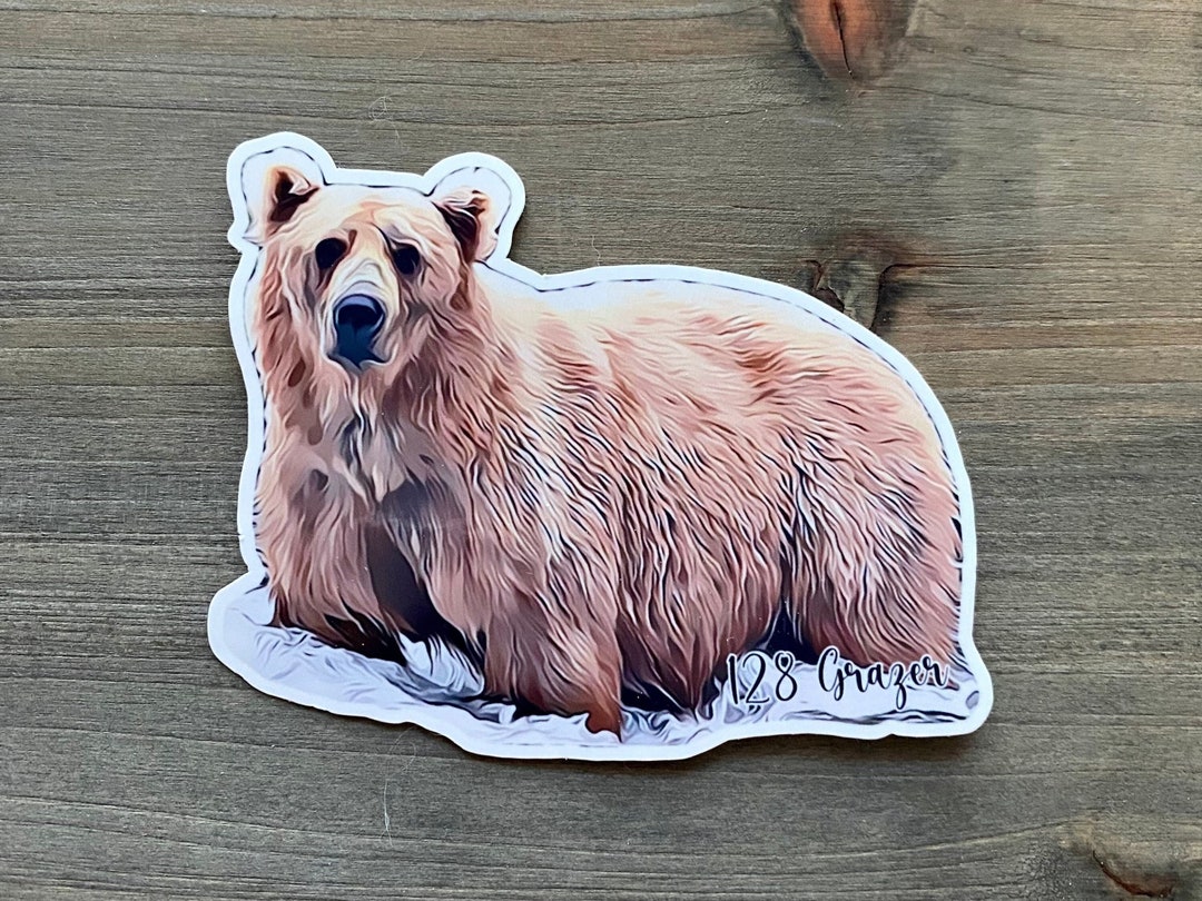 STC•215 Bear “128 Grazer" Sticker, Brooks Falls Alaska, Katmai National ...