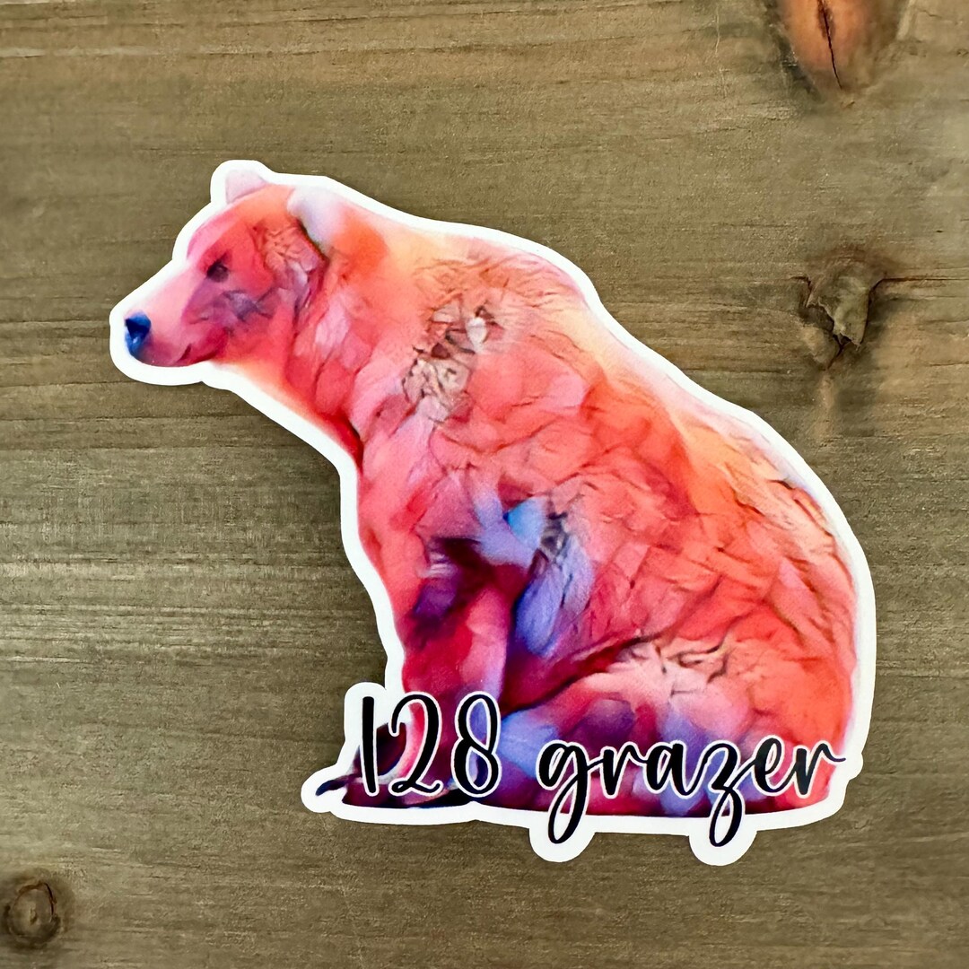 STC•016 Bear “128 Grazer" Sticker, Brooks Falls Alaska, Katmai National ...