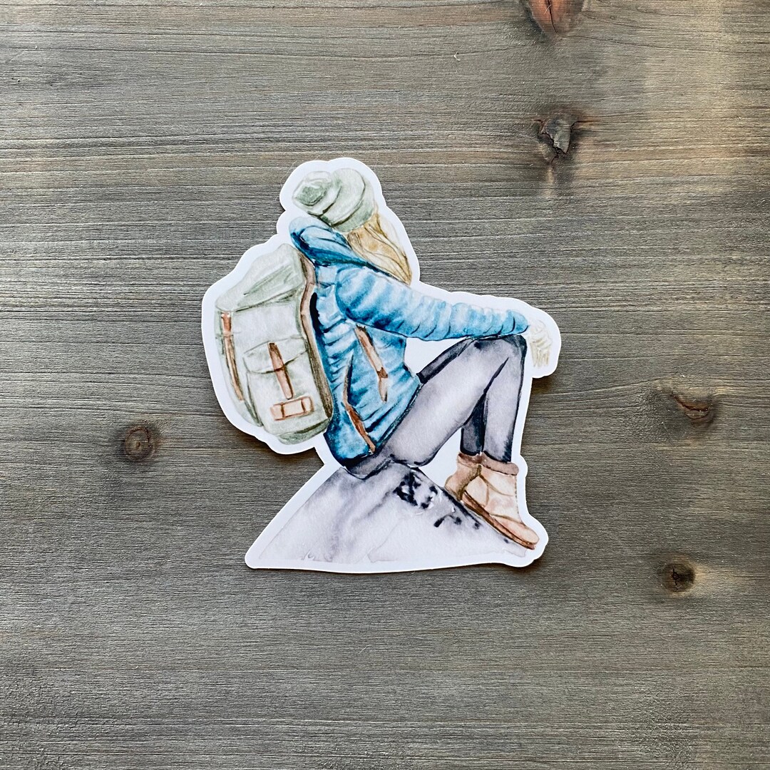 STC-123 Hiker Girl Sticker, Hiking Sticker, Adventure Sticker, Camping ...