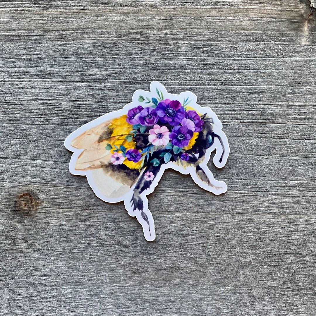 STC-049 Bumble Bee With Flowers Sticker,bumble Bee Sticker,honey Bee ...