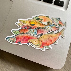 STC-061 Alaska Sockeye Salmon Art Sticker, Alaska Salmon Sticker ...
