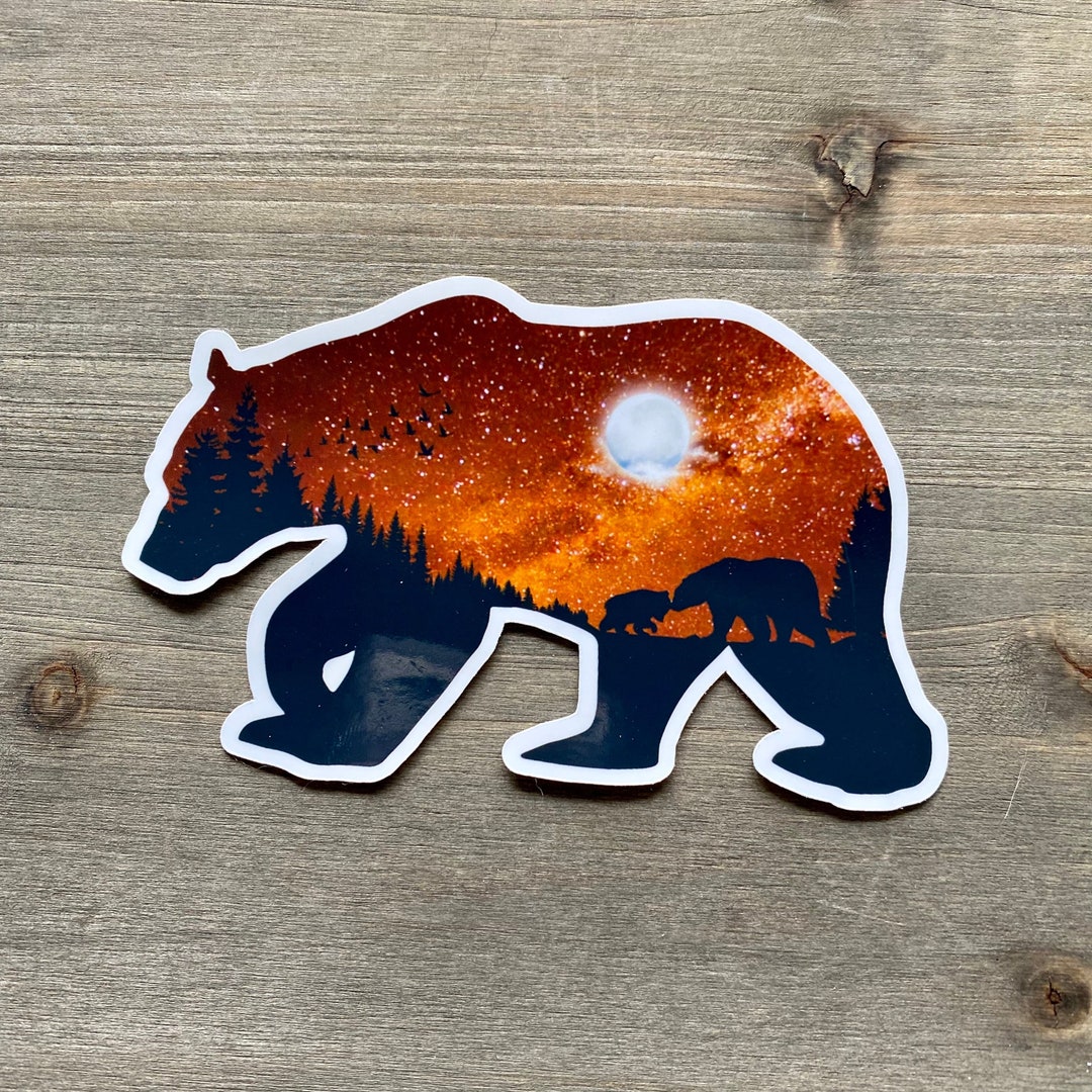 STC-051 Alaska Night Sky Brown Bear Sticker Alaska Brown Bear - Etsy