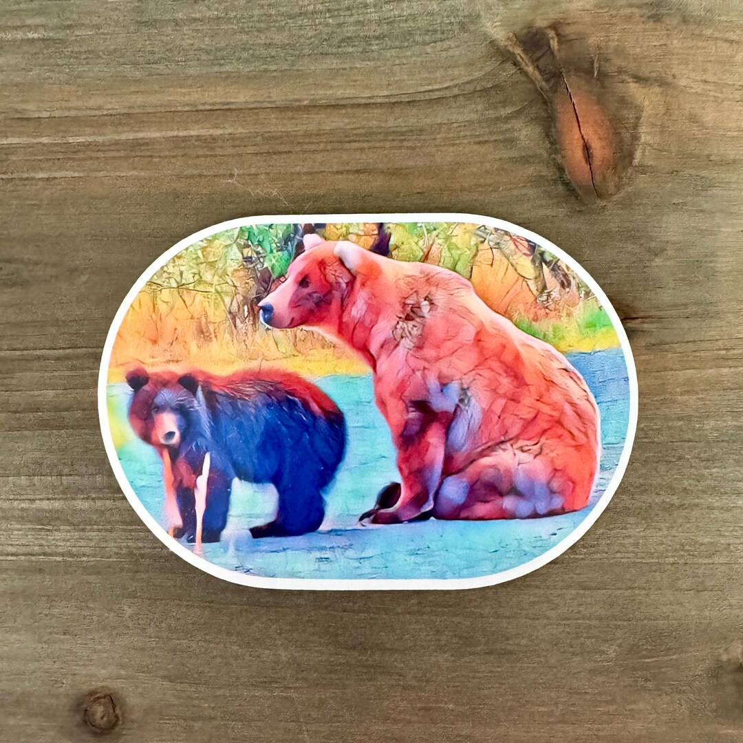 STC•029 Bear “128 Grazer" Sticker, Brooks Falls Alaska, Katmai National ...