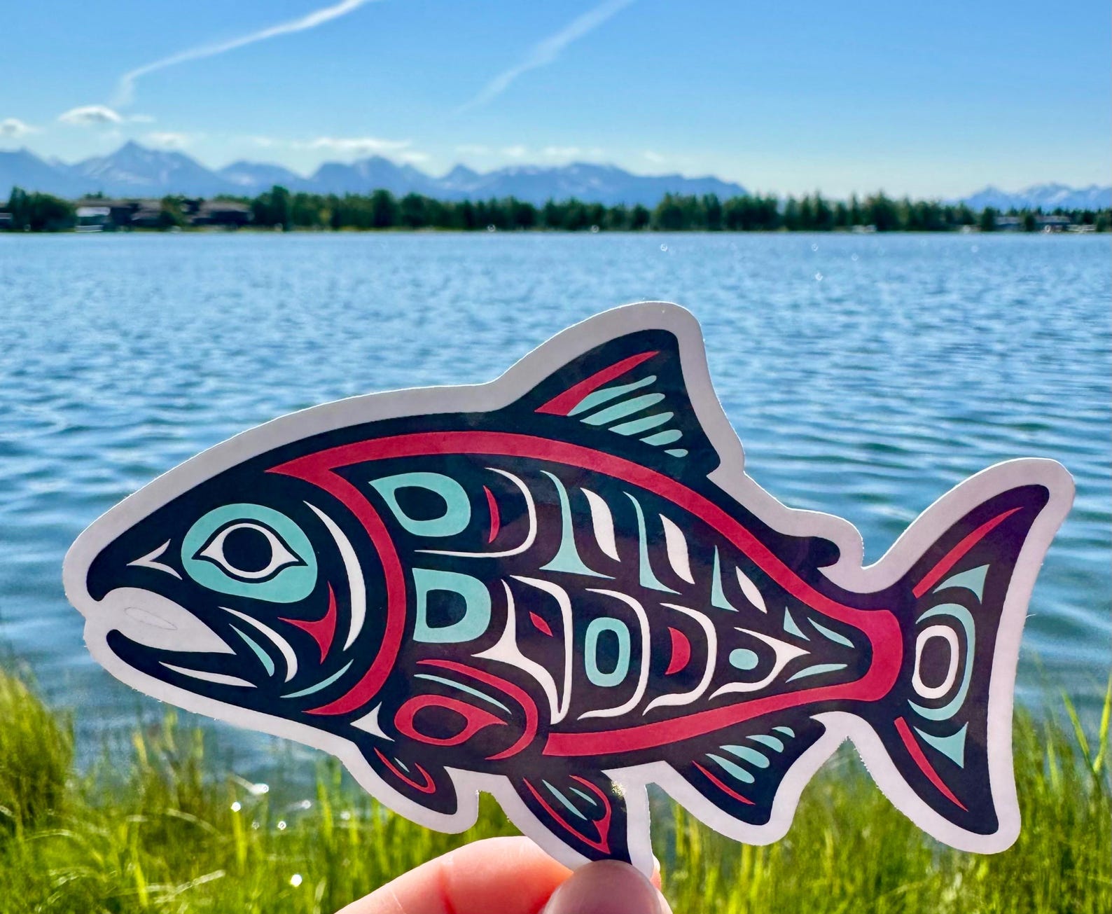 STC-131 Alaska Cultural Art Salmon Sticker, Pacific Northwest Salmon ...