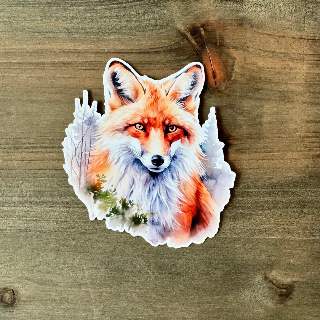 STC-134 Red Fox Portrait Sticker, Arctic Fox Sticker, Red Fox Art ...