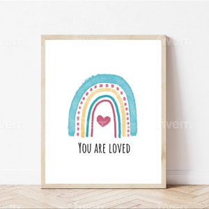 You Are Loved Rainbow Wall Art, Children Nursery Decor, PRINTABLE Wall ...