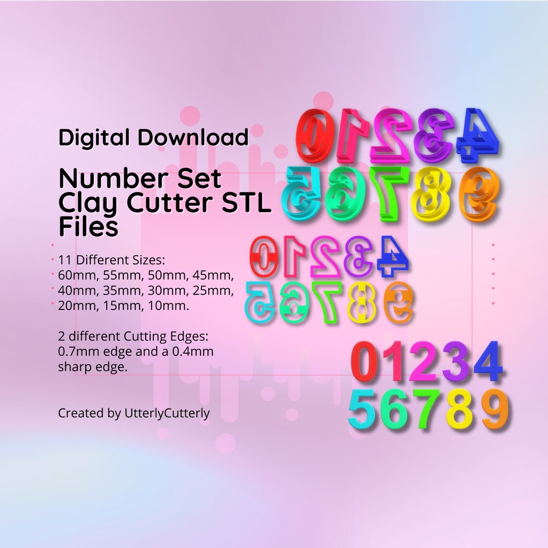 Clay Cutter STL File Numbers 1- Digital File Download- 11 Sizes & 2 ...