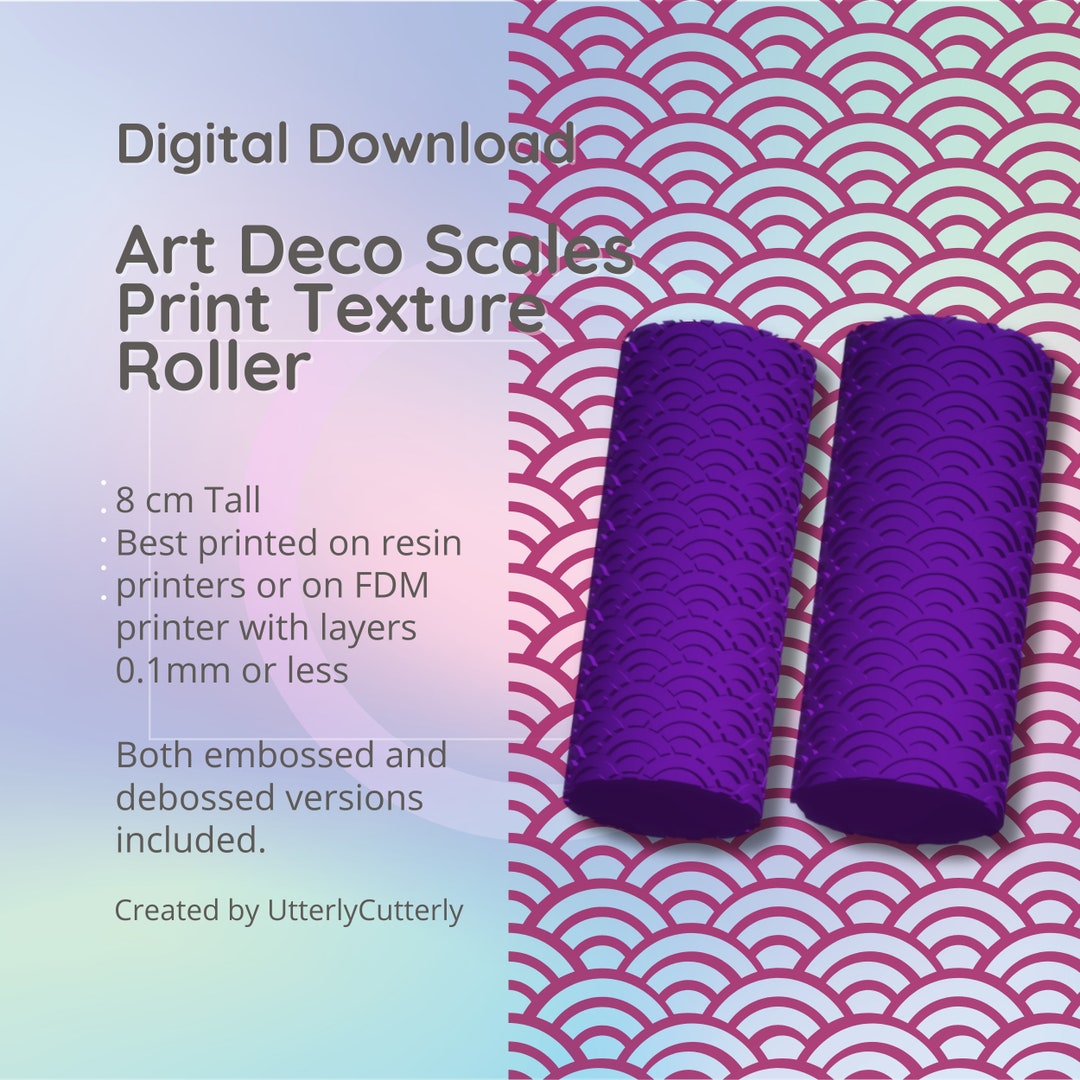 Art Deco Scales Texture Roller, Digital File- STL - Embossed and ...