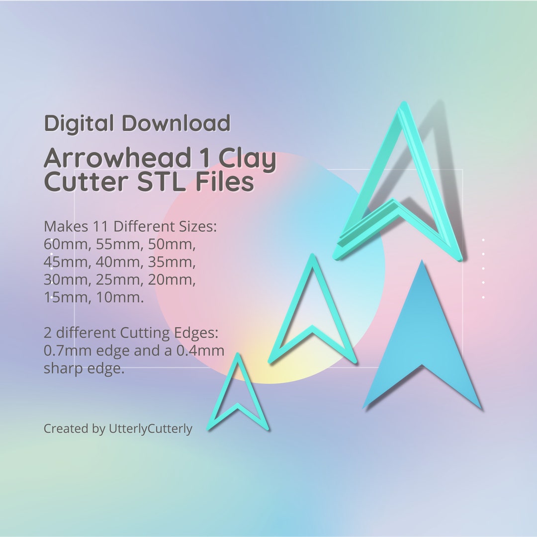Arrowhead 1 Clay Cutter Geometric STL Digital File Download 11 Sizes ...