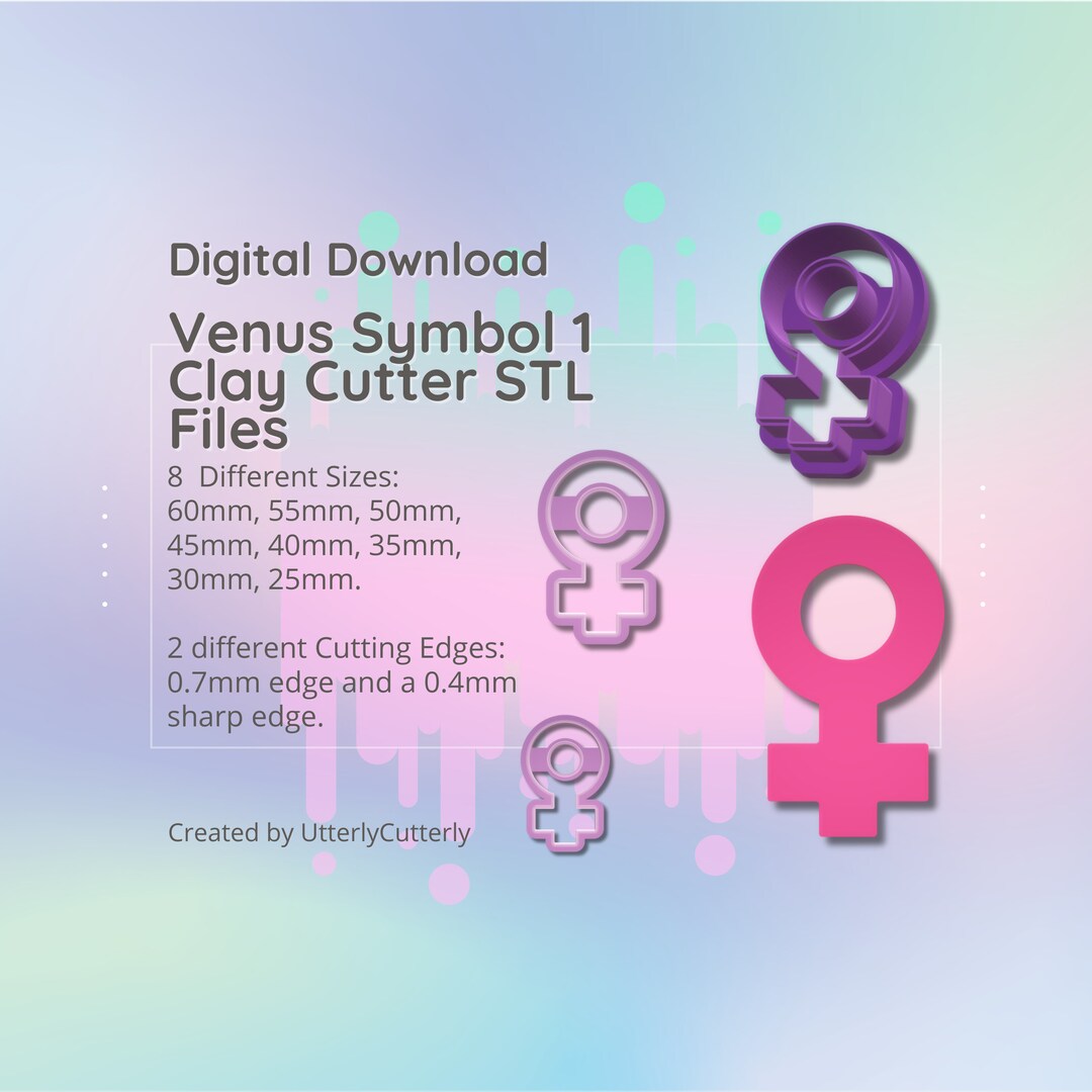 Venus Female Symbol Clay Cutter - STL Digital File Download- 8 Sizes ...