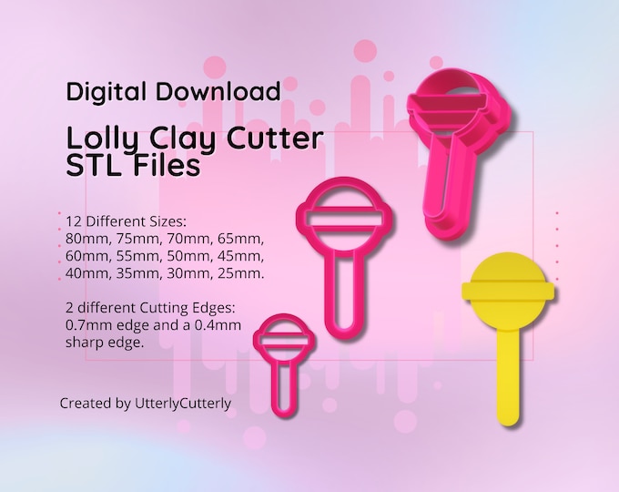 Clay Cutter STL File Lolly- Candy Sucker Shape Earring Digital File ...
