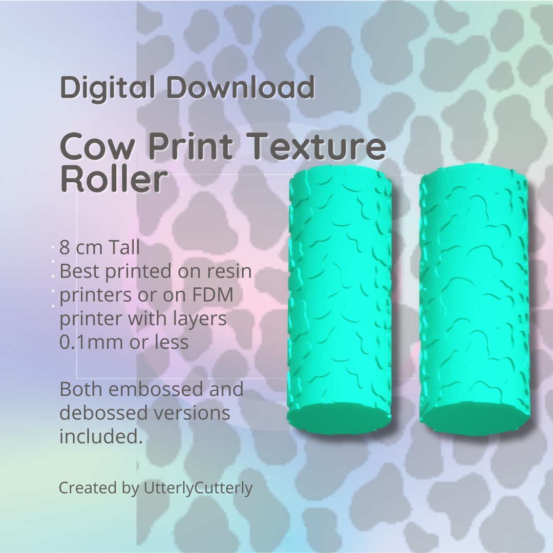 Cow Print Texture Roller, Digital File- STL - Embossed and Debossed ...