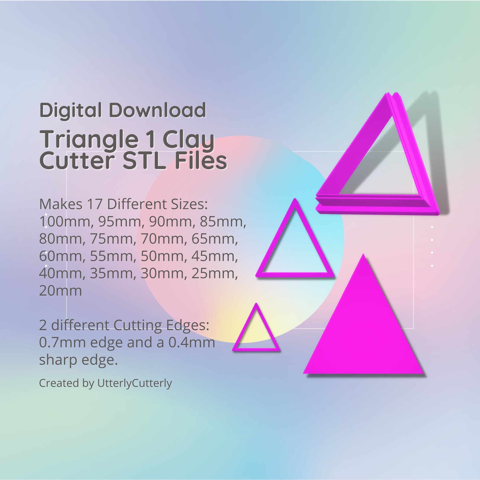 Triangle Clay Cutter - Basic Shape Geometric STL Digital File Download ...