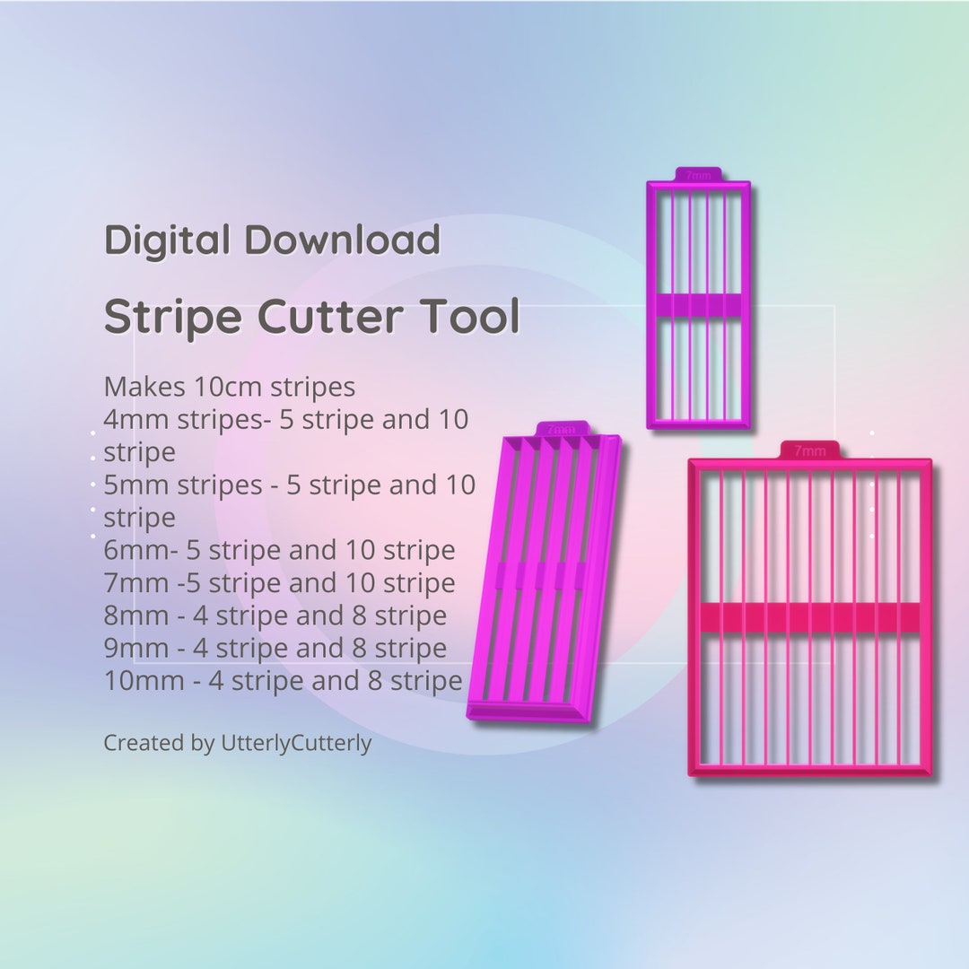 Stripe Cutter Tool 3d Print STL File, 7 Sizes, 2 Different Types of ...