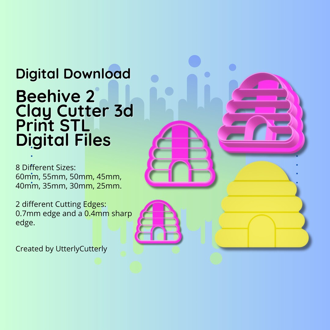 Clay Cutter STL File Beehive 2 - Honey Garden Earring Digital File Download- 8 Sizes & 2 Cutter ...