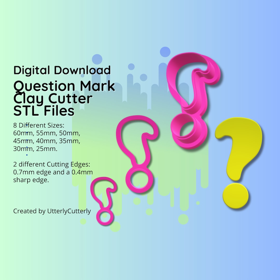 Clay Cutter STL File Question Mark - Pop Art Symbol Earring Digital ...