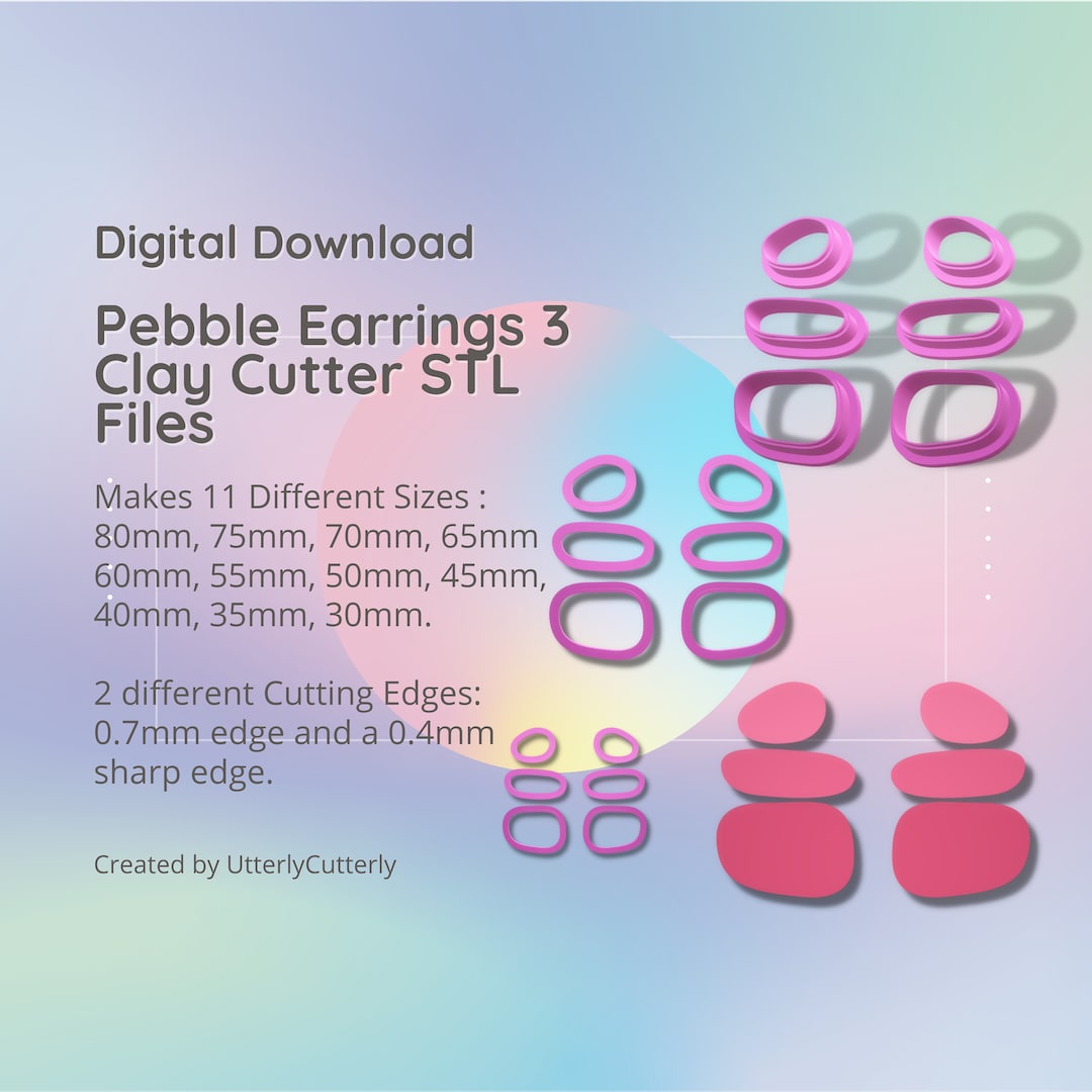 Pebbles 3 Clay Cutter - Organic Shape STL Digital File Download- 11 ...
