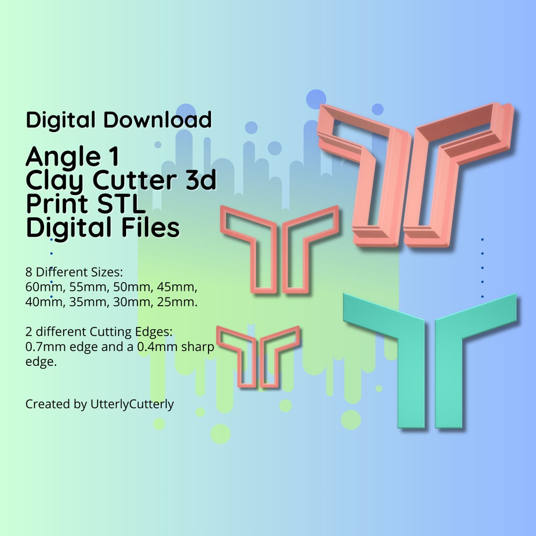 Clay Cutter STL File Angle 1, Modern Elegant Earring Digital File ...