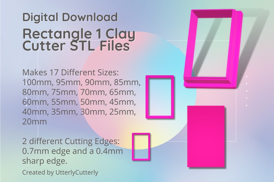 Rectangle Clay Cutter Basic Shape Geometric STL Digital File - Etsy