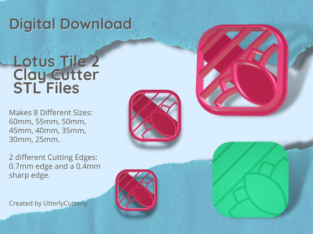 Lotus Tile 2 Cutter STL Digital File Download 8 Sizes and 2 - Etsy