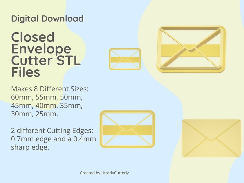 Closed Envelope Clay Cutter STL Digital File Download 8 - Etsy