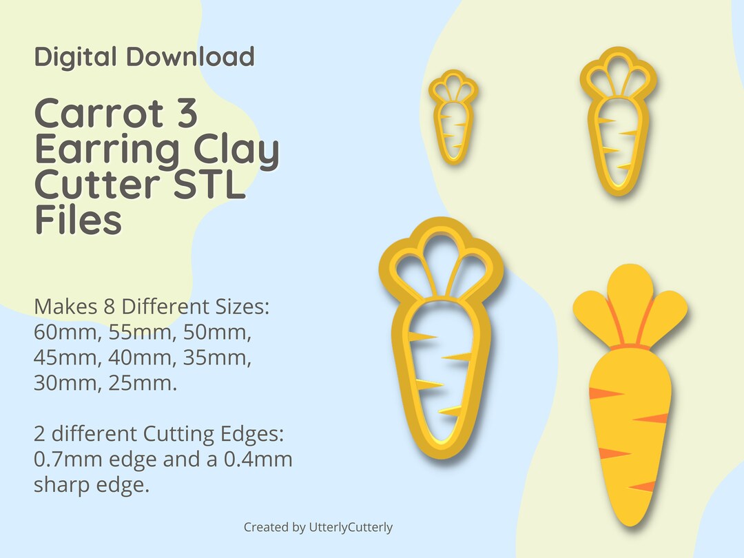 Carrot 3 Clay Cutter STL Digital File Download 8 Sizes and - Etsy
