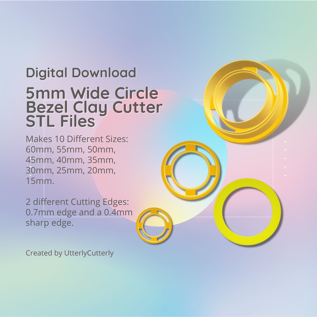 5mm Wide Circle Bezel Clay Cutter - Geometric STL Digital File Download ...