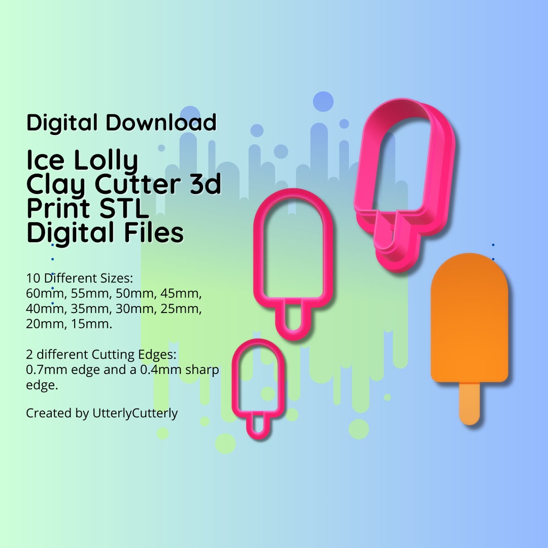 Clay Cutter STL File Ice Lolly- Summer Popsicle Earring Digital File ...