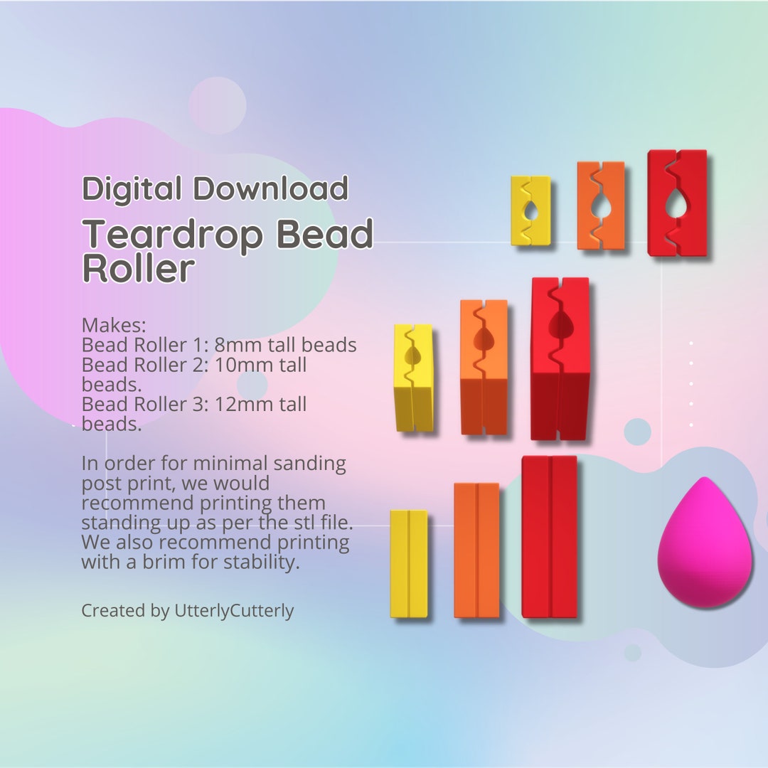 Teardrop Polymer Clay Bead Roller STL - 3 Rollers, 3 Different Sizes ...