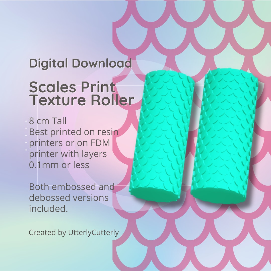 Mermaid Dragon Scales Texture Roller, Digital File- STL - Embossed and ...