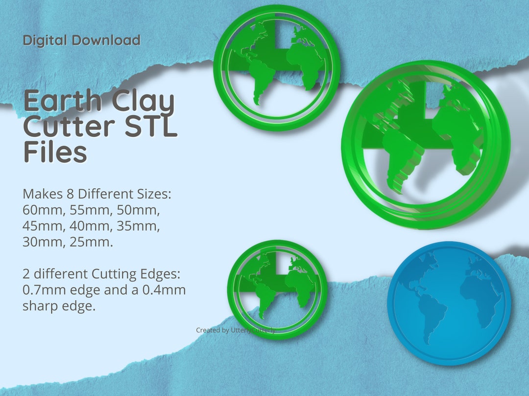 Earth Planet Clay Cutter - STL Digital File Download- 8 Sizes and 2 ...