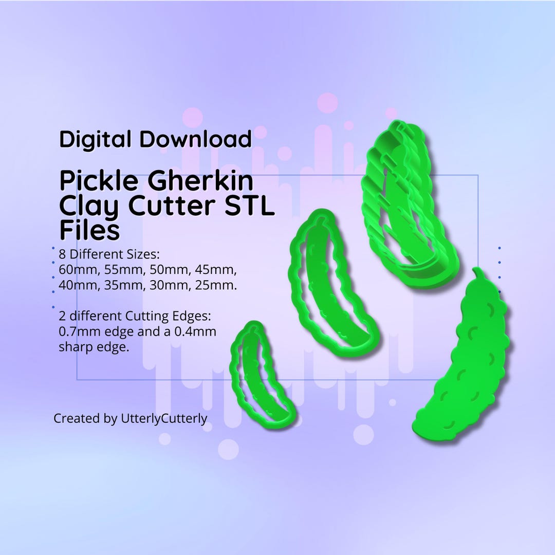 Pickle Clay Cutter STL File: Food Earring & Cookie Cutter (digital ...